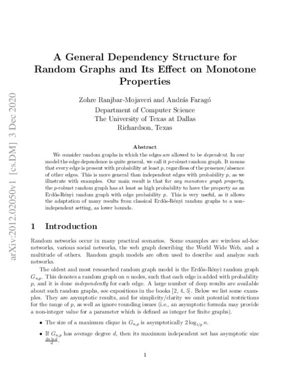 (PDF) A General Dependency Structure for Random Graphs and Its Effect ...