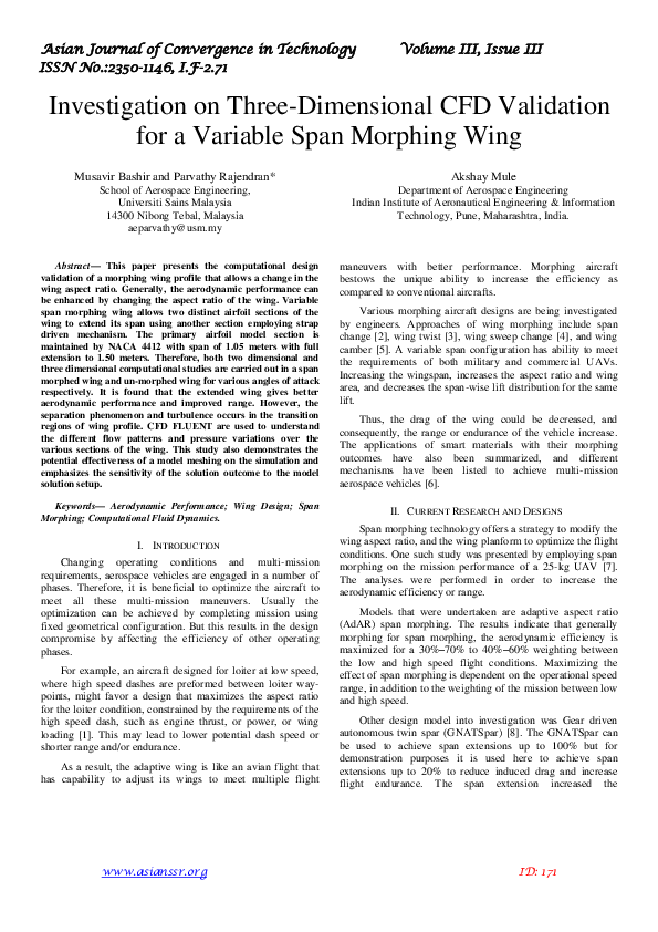 Pdf Investigation On Three Dimensional Cfd Validation For A Variable