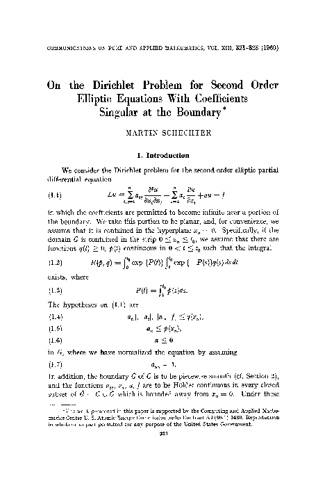 Pdf On The Dirichlet Problem For Second Order Elliptic Equations With Coefficients Singular At