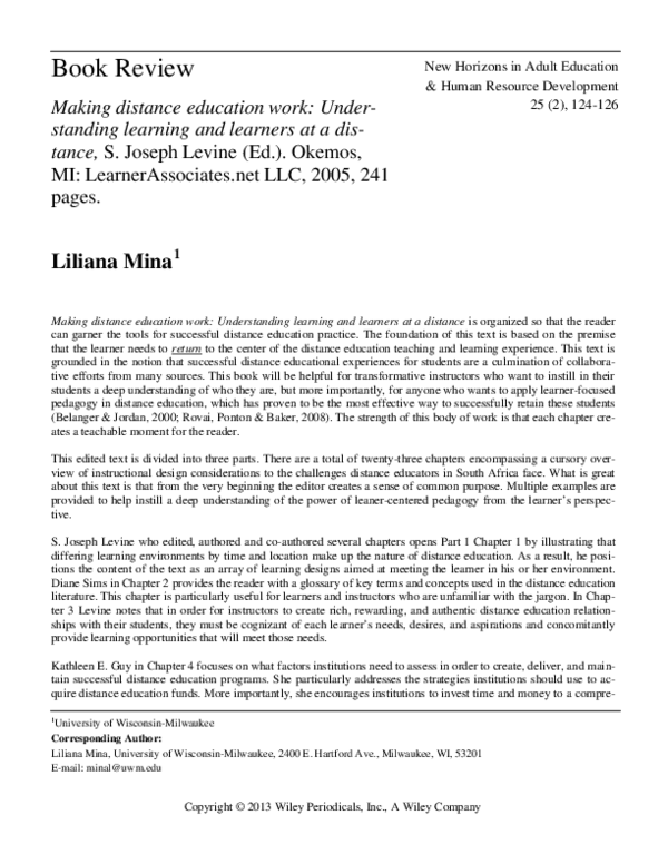 (PDF) Making distance education work: Understanding learning and ...