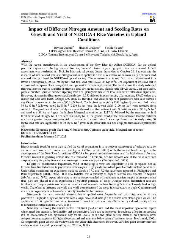 (PDF) Impact of Different Nitrogen Amount and Seeding Rates on Growth ...