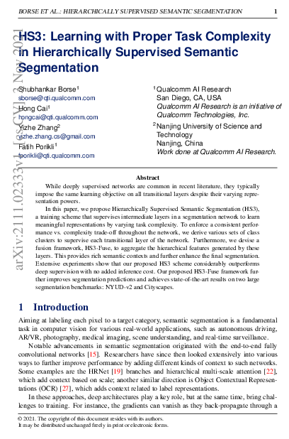 (PDF) HS3: Learning with Proper Task Complexity in Hierarchically Supervised Semantic Segmentation