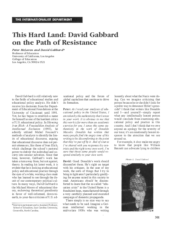 (PDF) This Hard Land: David Gabbard on the Path of Resistance