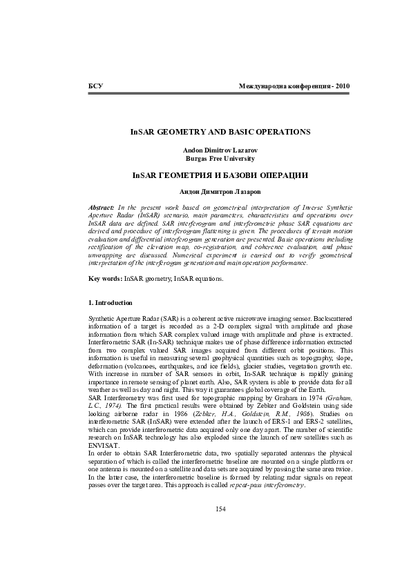 (PDF) InSAR geometry and basic operations
