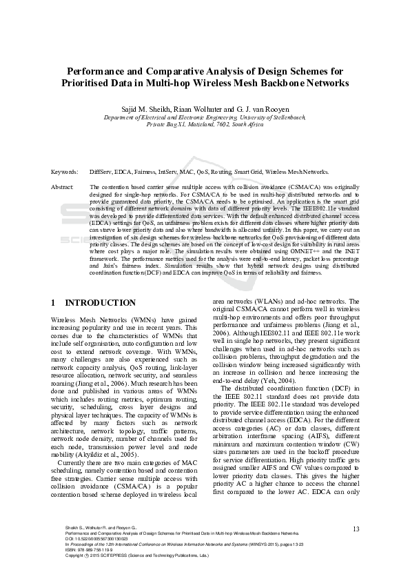 (PDF) Performance and Comparative Analysis of Design Schemes for Prioritised Data in Multi-hop ...