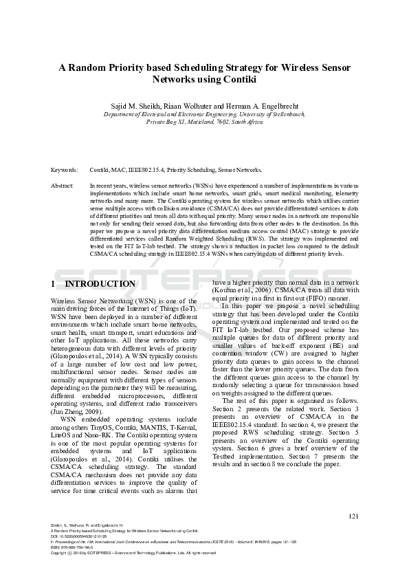 (PDF) A Random Priority based Scheduling Strategy for Wireless Sensor Networks using Contiki ...