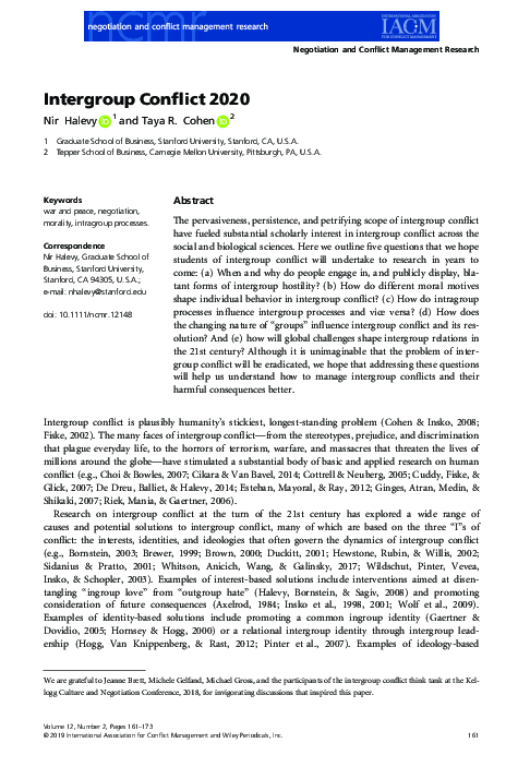 (PDF) Intergroup Conflict 2020