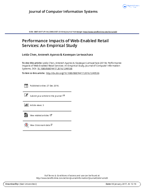 (PDF) Performance Impacts of Web-Enabled Retail Services: An Empirical Study