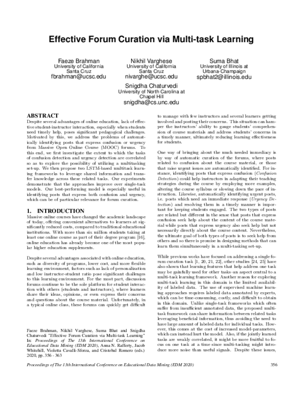 (PDF) Effective Forum Curation via Multi-task Learning