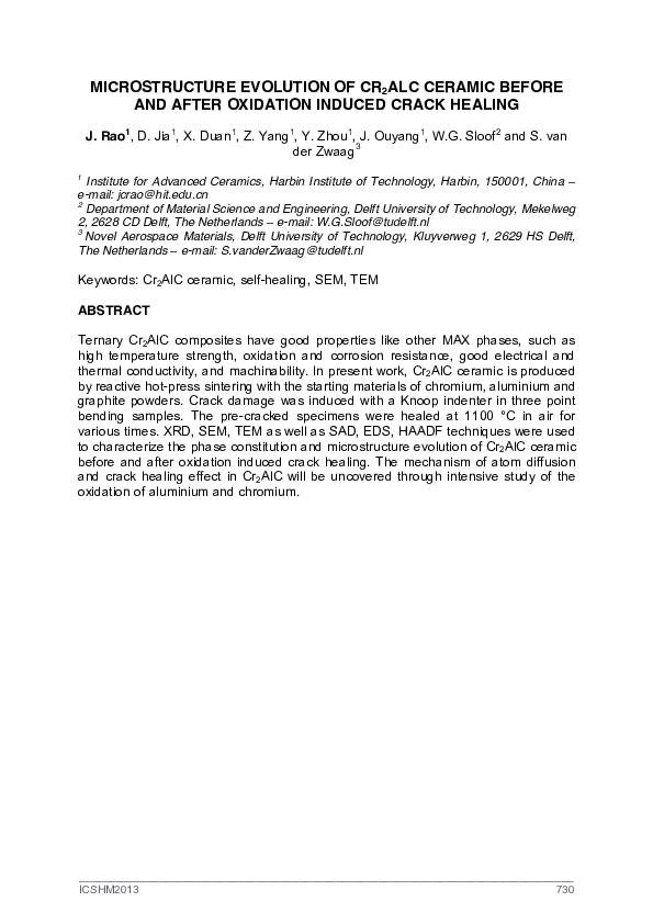 (PDF) Microstructure evolution of Cr2AlC ceramic before and after oxidation induced crack ...