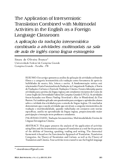 (PDF) The application of intersemiotic translation combined with ...
