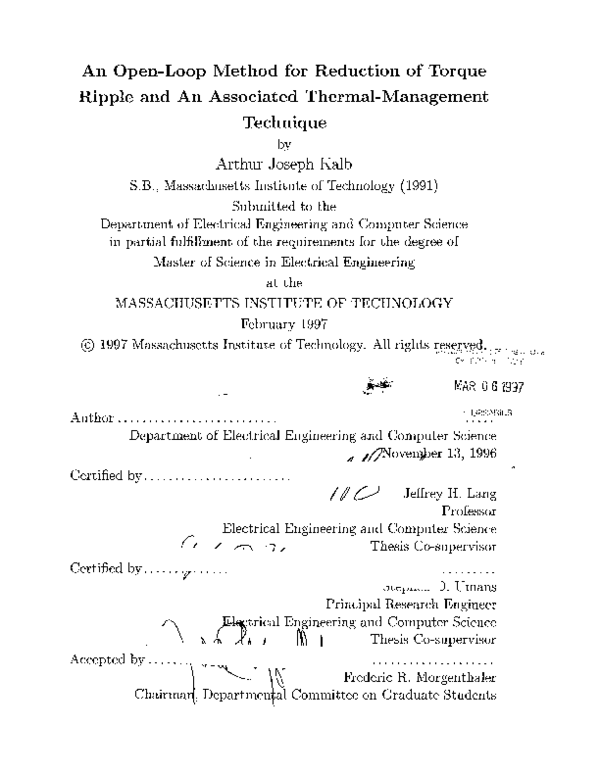 (PDF) An open-loop method for reduction of torque ripple and an ...