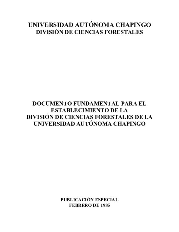 (PDF) Creacion de la Division de Ciencias Forestales en Chapingo