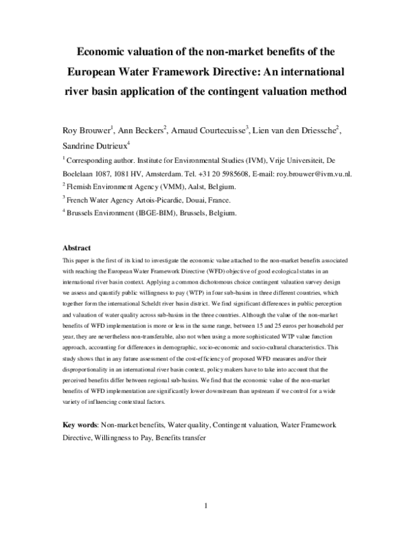 (PDF) European Water Framework Directive: An international