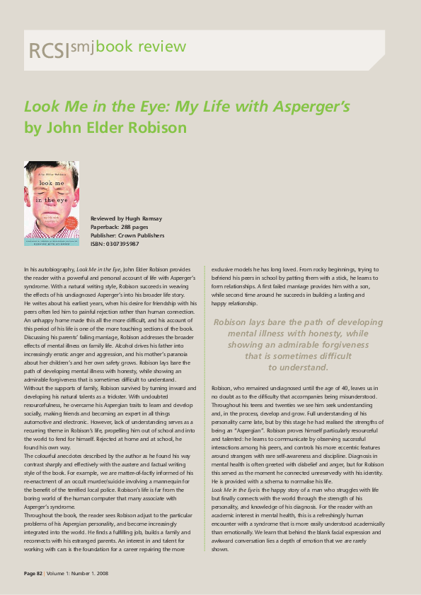 (PDF) Look Me in the Eye: My Life with Asperger's