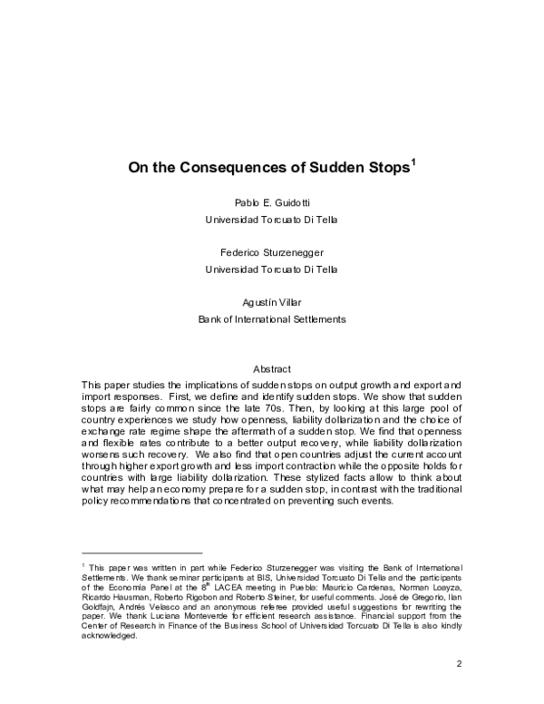 (PDF) On the Consequences of Sudden Stops