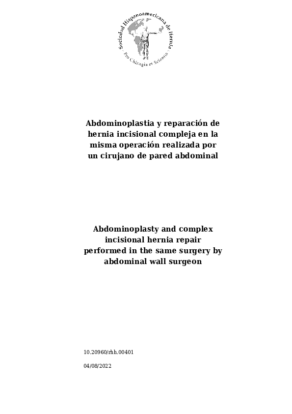 (PDF) Abdominoplasty and complex incisional hernia repair performed in ...