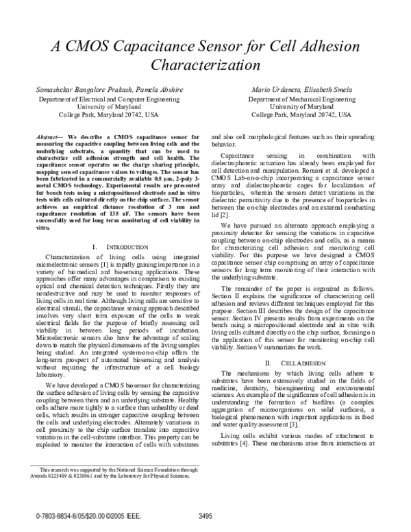(PDF) A CMOS Capacitance Sensor for Cell Adhesion Characterization ...