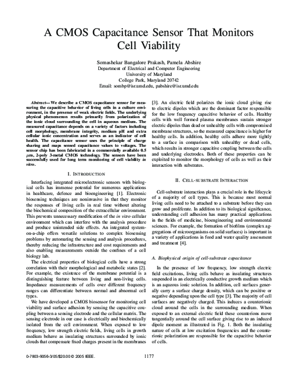 (PDF) A CMOS Capacitance Sensor That Monitors Cell Viability | Pamela ...