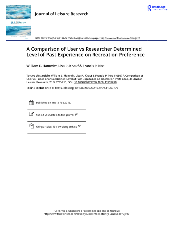 (PDF) A Comparison of User vs Researcher Determined Level of Past ...