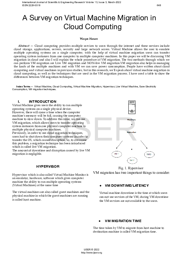 (PDF) A Survey on Virtual Machine Migration in Cloud Computing