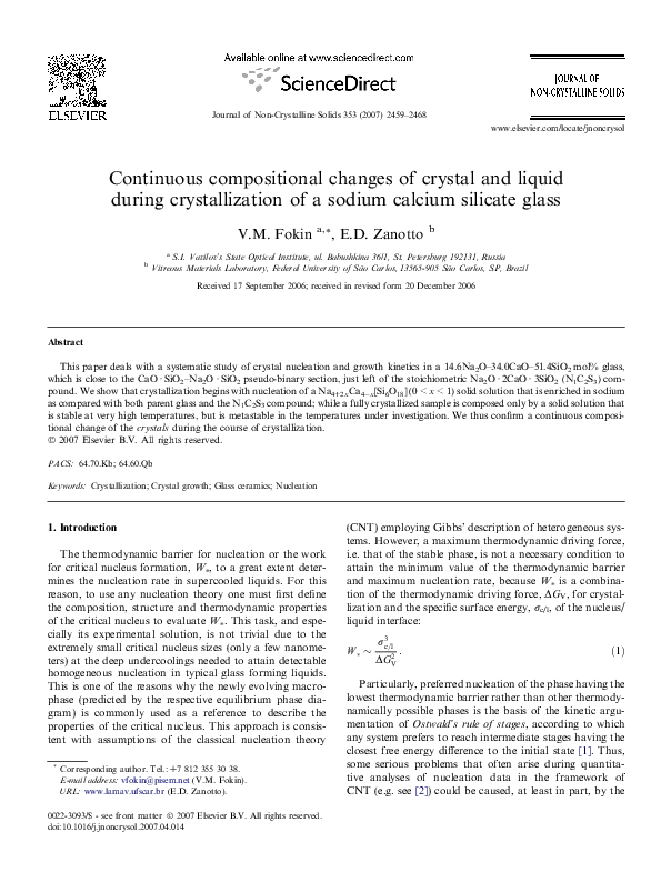 (PDF) Continuous compositional changes of crystal and liquid during ...