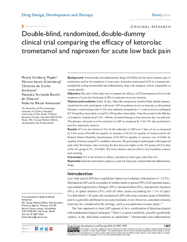 (PDF) Double-blind, randomized, double-dummy clinical trial comparing ...