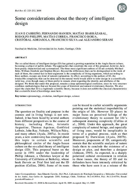 (PDF) Some considerations about the theory of intelligent design