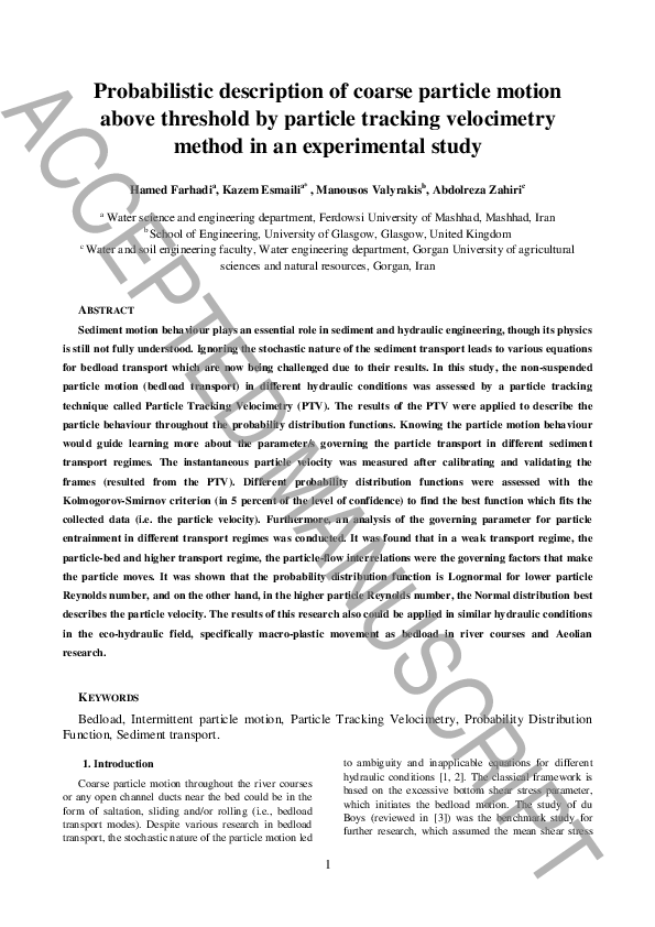 (PDF) Probabilistic description of coarse particle motion above threshold by particle tracking ...