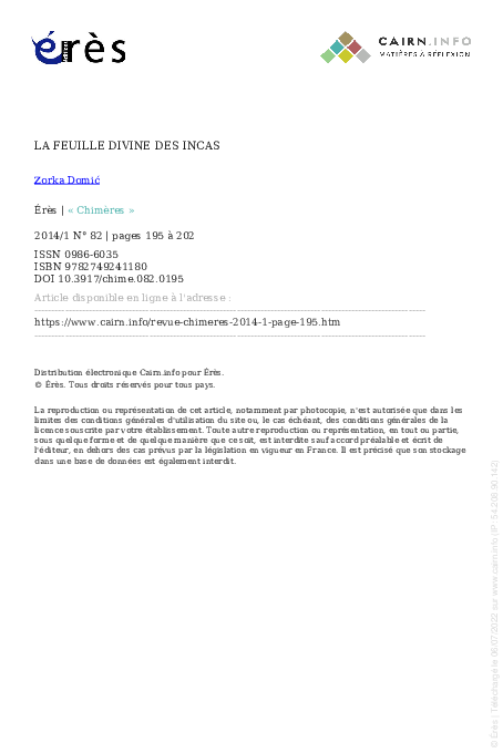 (PDF) La feuille divine des Incas