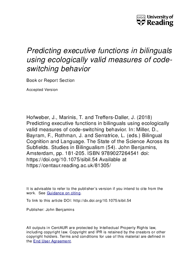 (PDF) Bilingual Cognition and Language
