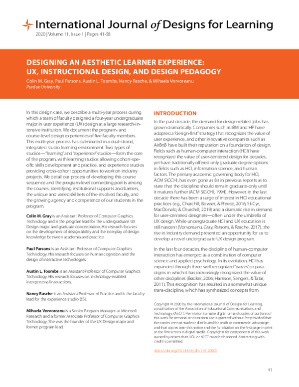 (PDF) Designing an Aesthetic Learner Experience | Nancy Rasche - Academia.edu