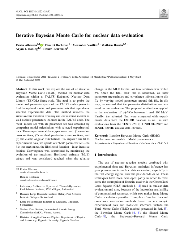 (PDF) Iterative Bayesian Monte Carlo for nuclear data evaluation