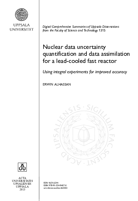 (PDF) Nuclear data uncertainty quantification and data assimilation for a lead-cooled fast ...