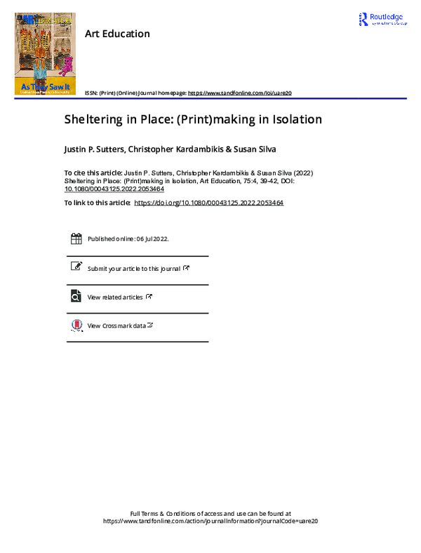 (PDF) Sheltering in Place: (Print)making in Isolation