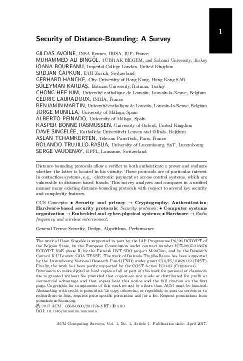 (PDF) Security of Distance-Bounding | Muhammed Ali Bingol - Academia.edu