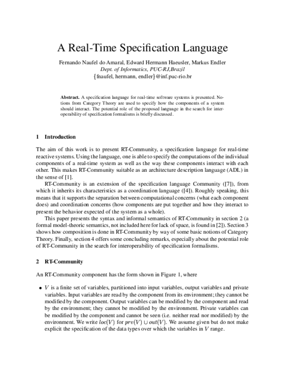 (PDF) A Real-Time Specification Language