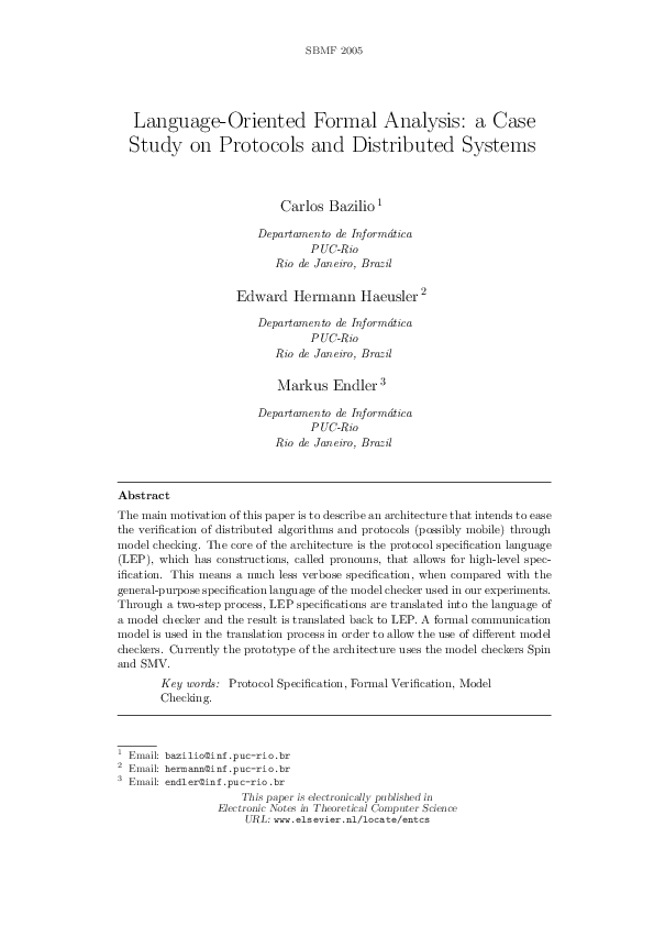 (PDF) Language-Oriented Formal Analysis: a Case Study on Protocols and Distributed Systems ...