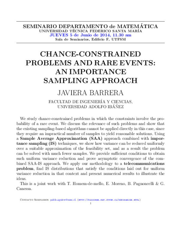 (PDF) Chance-constrained problems and rare events: an importance sampling approach | Javiera ...