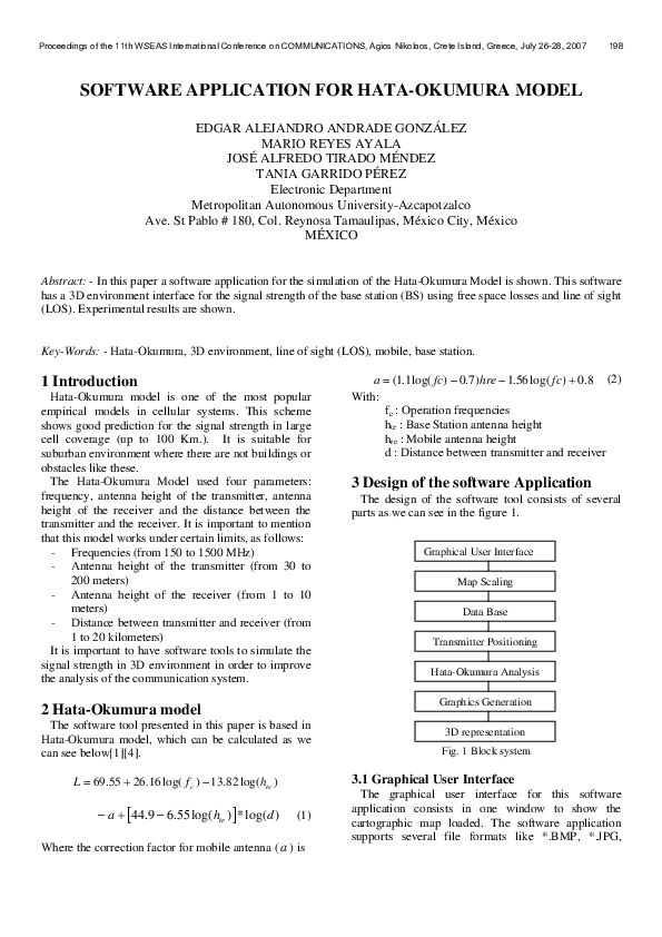 (PDF) Software application for Hata-Okumura model
