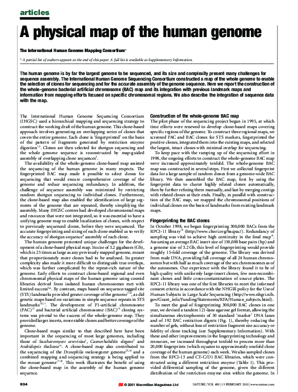 (PDF) A physical map of the human genome