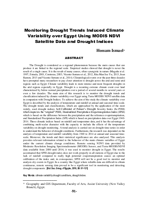 (PDF) Monitoring Drought Trends Induced Climate Variability over Egypt Using MODIS NDVI ...