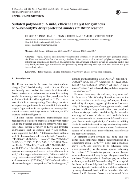(PDF) Sulfated polyborate: A mild, efficient catalyst for synthesis of ...