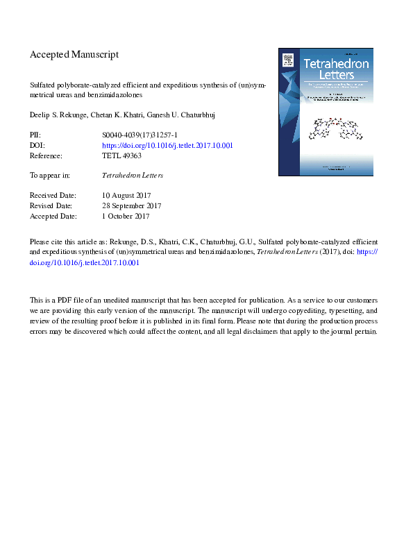 (PDF) Sulfated polyborate-catalyzed efficient and expeditious synthesis ...