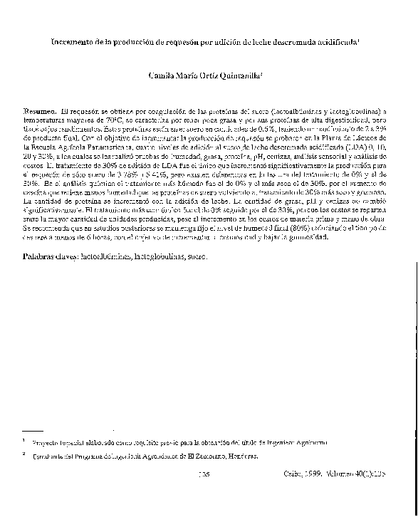 (PDF) Incremento de la producción de requesón por adición de leche ...
