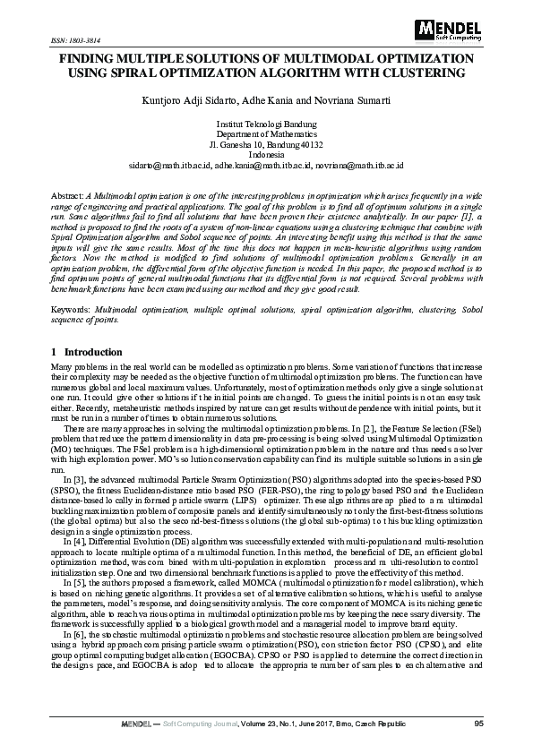 (PDF) Finding Multiple Solutions of Multimodal Optimization Using Spiral Optimization Algorithm ...