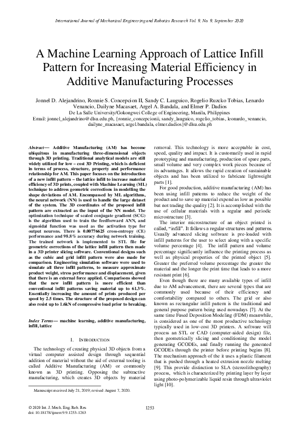(PDF) A Machine Learning Approach of Lattice Infill Pattern for Increasing Material Efficiency ...