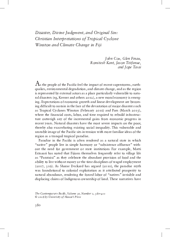 (PDF) Disaster, Divine Judgment, and Original Sin: Christian ...