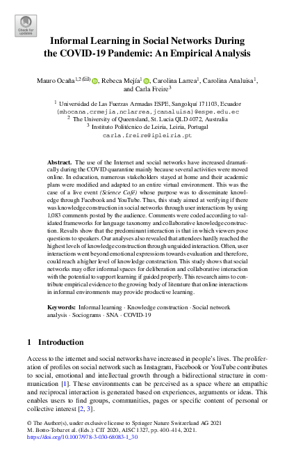 (PDF) Informal Learning in Social Networks During the COVID-19 Pandemic: An Empirical Analysis