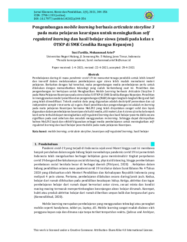 (PDF) Pengembangan mobile learning berbasis articulate storyline 3 pada mata pelajaran kearsipan ...